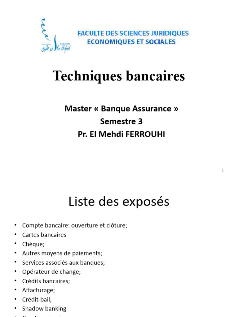 Techniques Bancaires: Comptes et Moyens de Paiement | PDF | Chèque ...