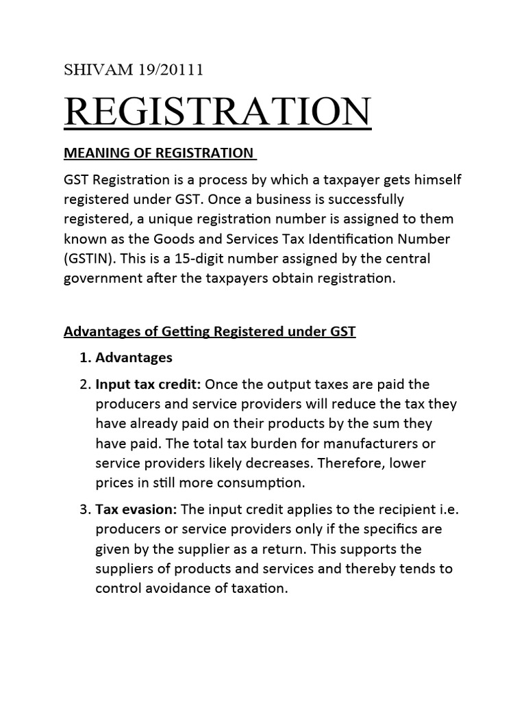GST Registration: Meaning and Benefits | PDF | Value Added Tax | Taxes