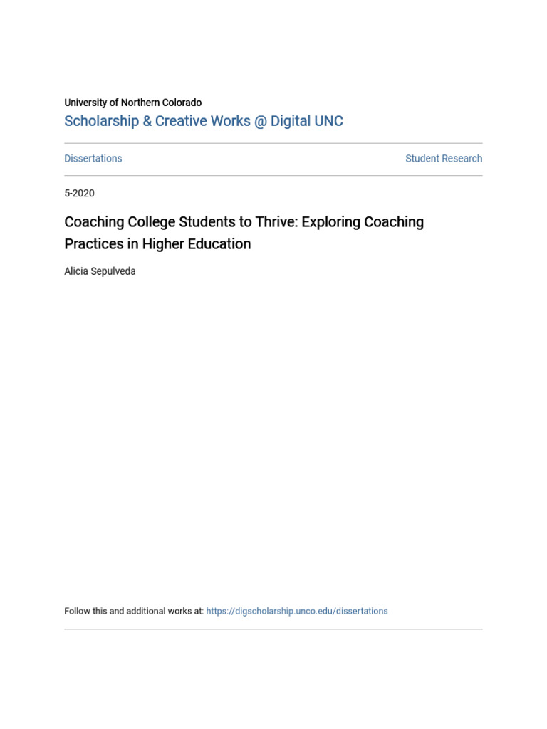 Coaching College Students To Thrive - Exploring Coaching Practices ...
