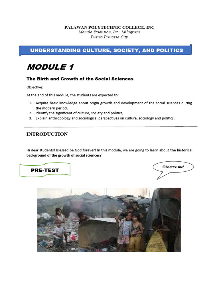 Module 1 Understanding Culture, Society and Politics | PDF | Sociology ...
