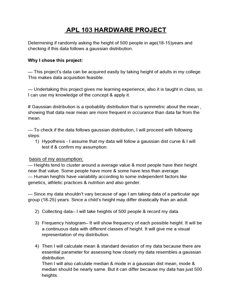 Apl 103 Hardware Project | PDF | Normal Distribution | Data