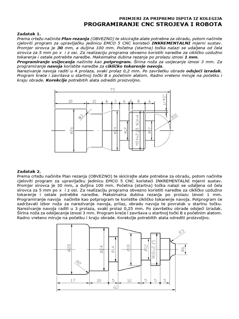 5 Primjeri-Za-Vjezbu Pripremu-Ispita CNC | PDF