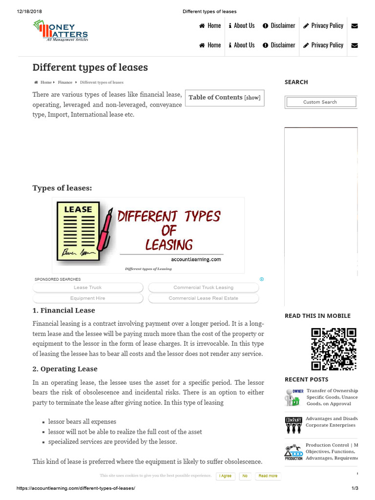 Different Types of Leases | PDF | Lease | Private Law