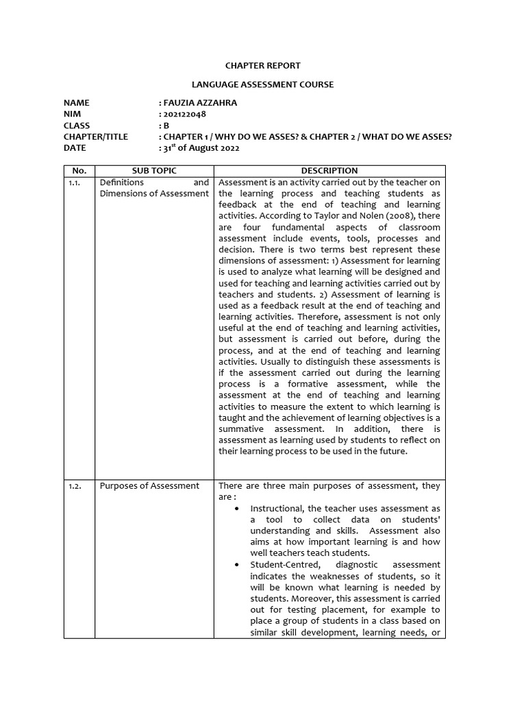 Chapter Report 1 & 2 | PDF | Educational Assessment | Teachers