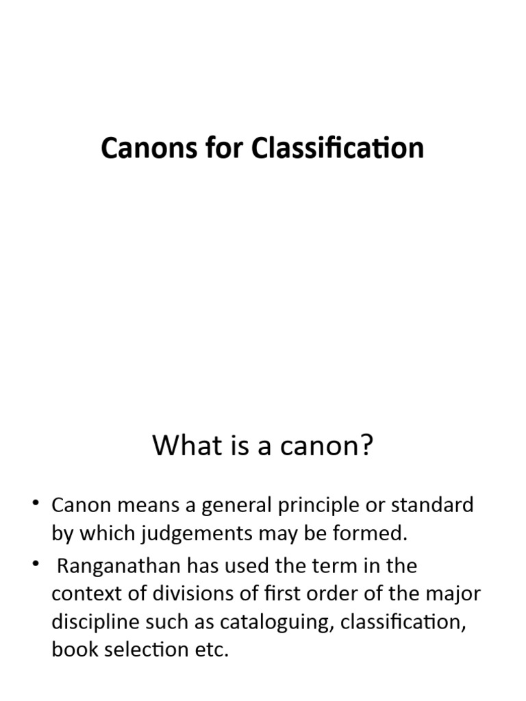 Canons For ClassifIcation | PDF