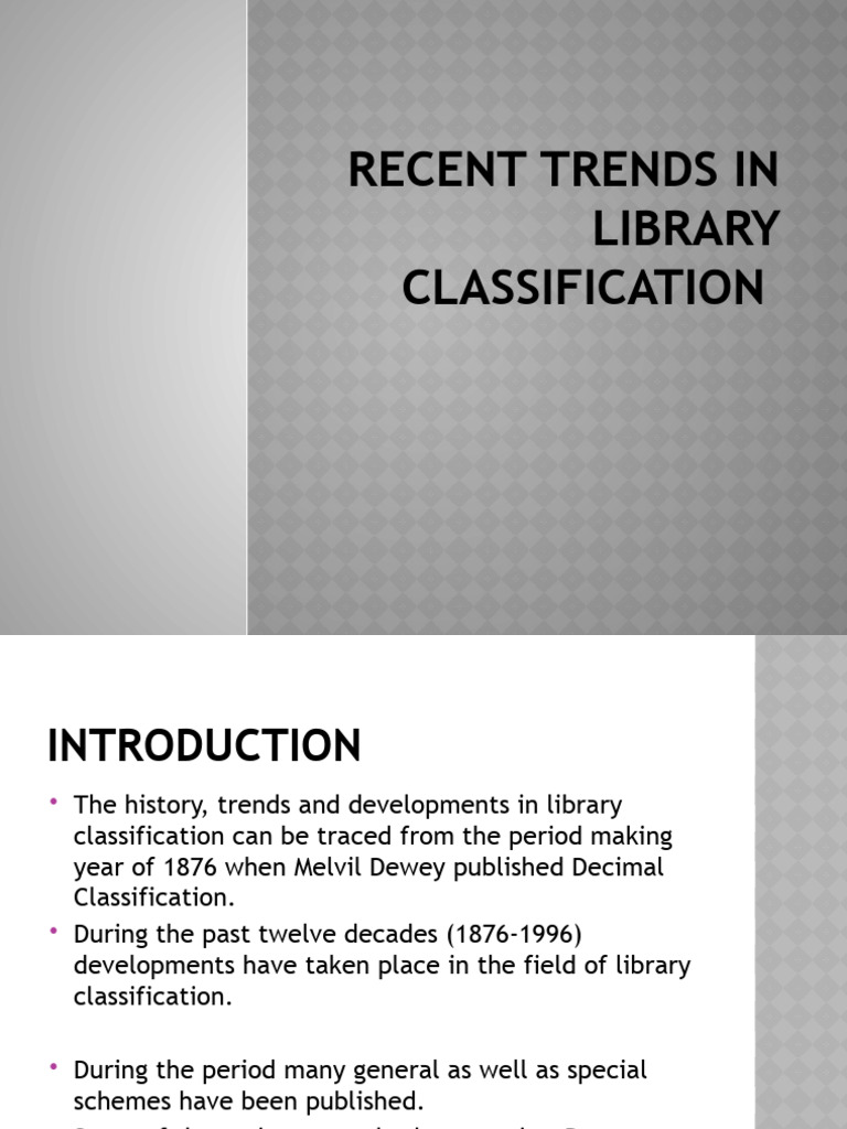 Recent Trends in Library Classification | PDF | Systems Science | Metadata
