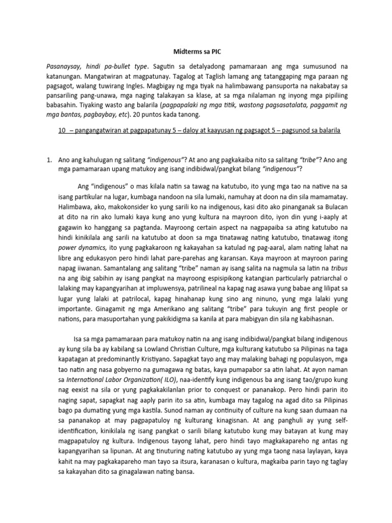 Midterms Sa PIC | PDF