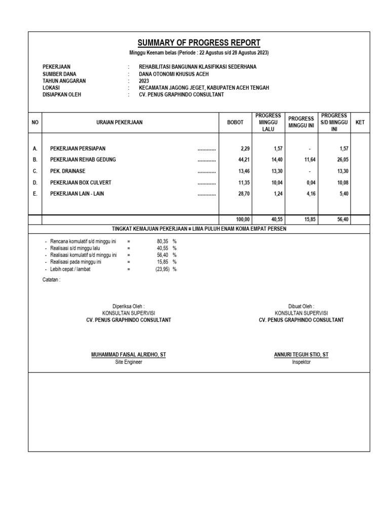 Summary of Progress Report | PDF