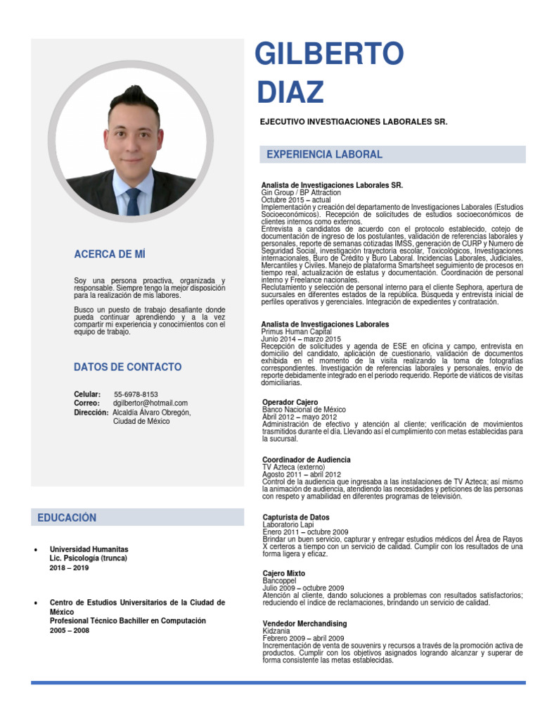 CV Gilberto Antonio Diaz Robledo | PDF
