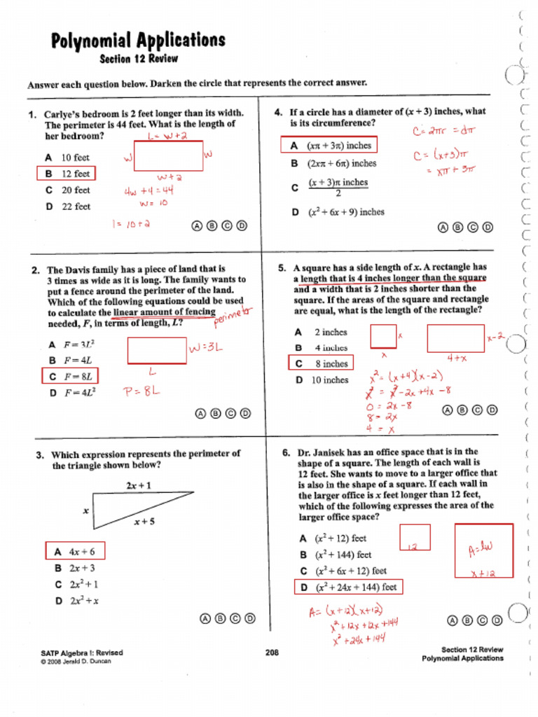 0.3 - Polynomial - Application - Multiple - Choice - Practice - KEY | PDF