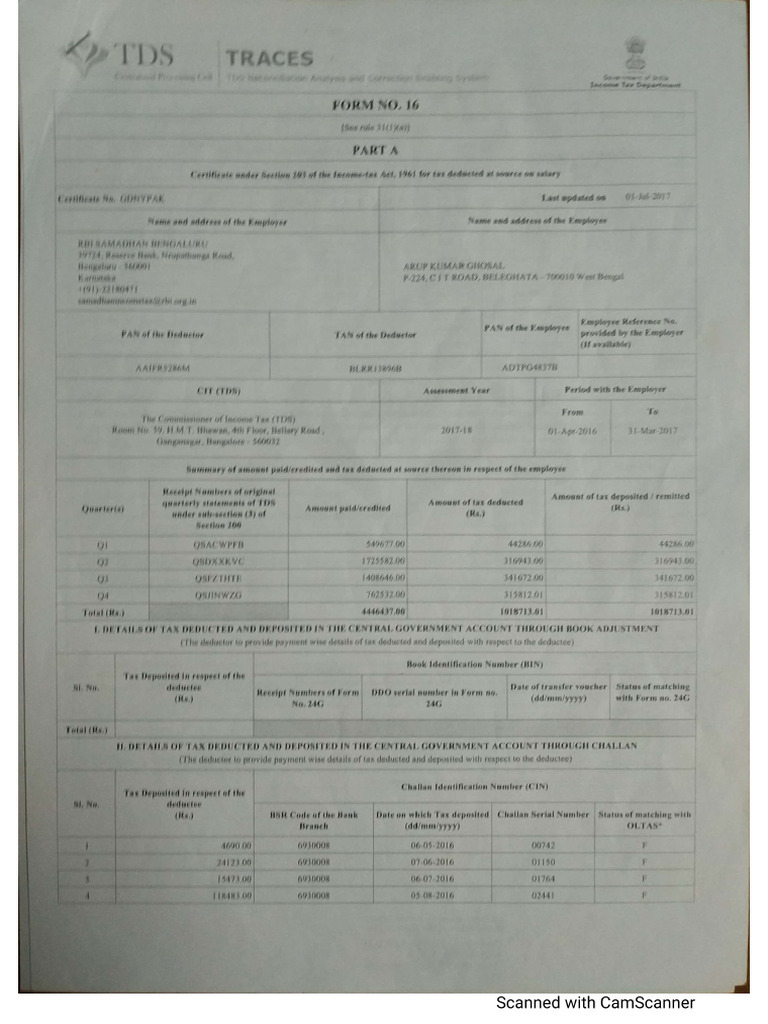Form 16 A | PDF