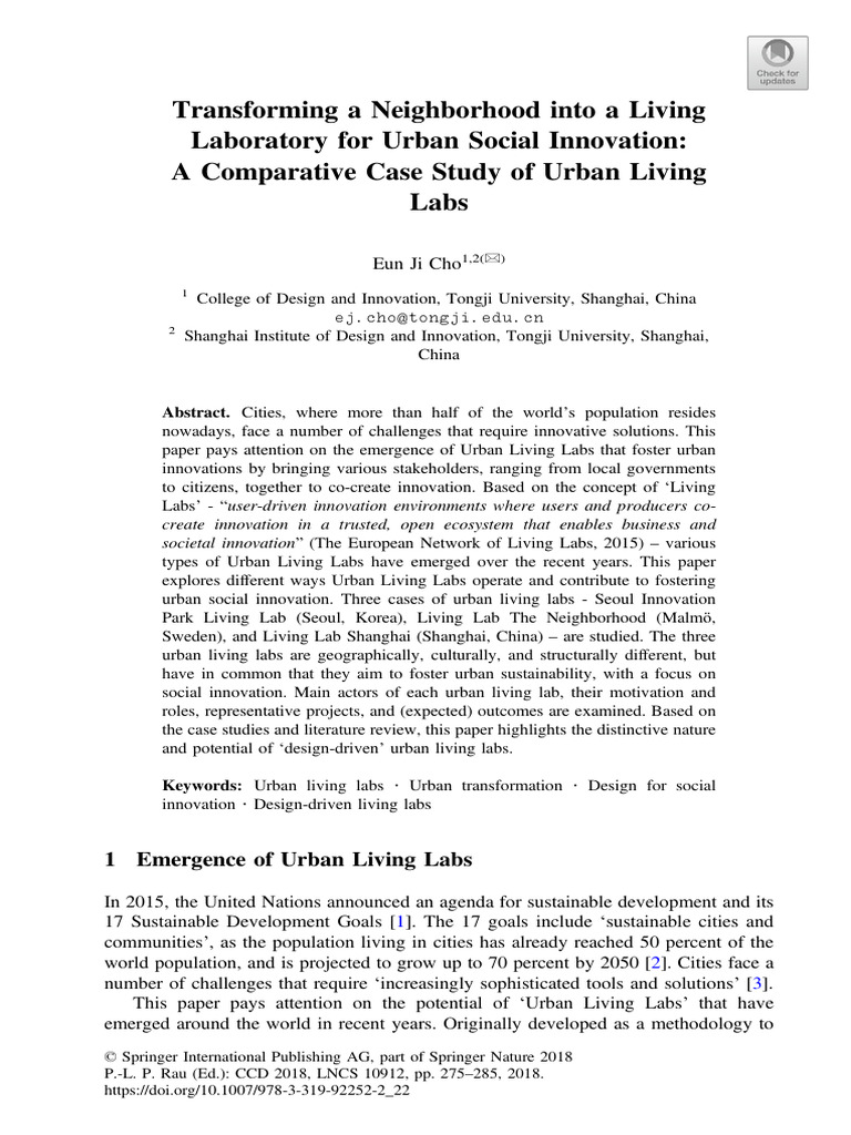 Transforming A Neighborhood Into A Living Laboratory For Urban Social ...