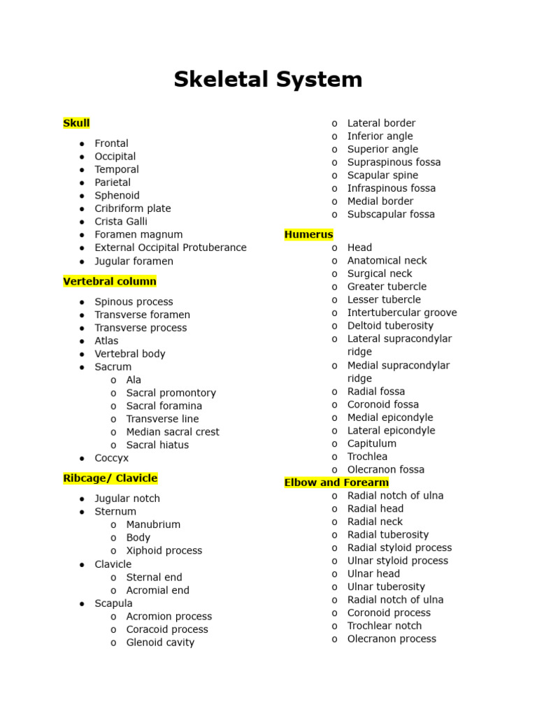 Skeletal System Study Guide | PDF | Pelvis | Human Anatomy