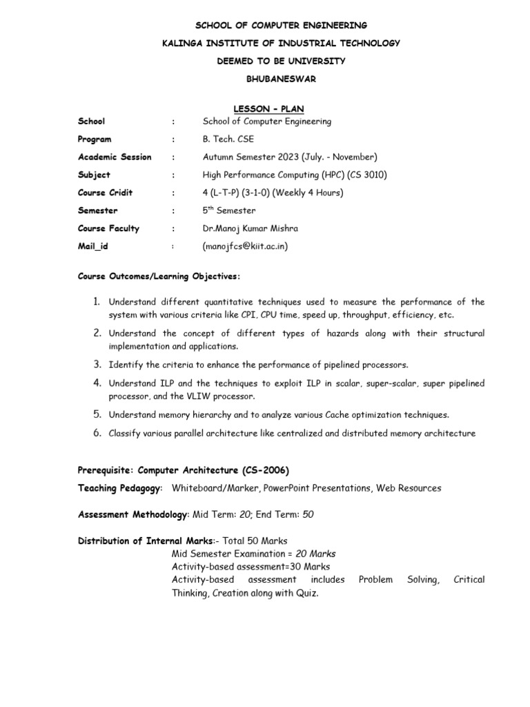 HPC Lesson Plan | PDF | Central Processing Unit | Parallel Computing