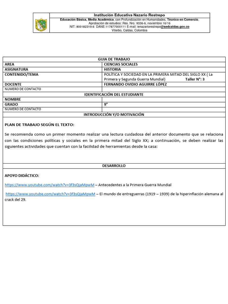 Guía 3 Historia 9° 2023 | PDF | Educación primaria