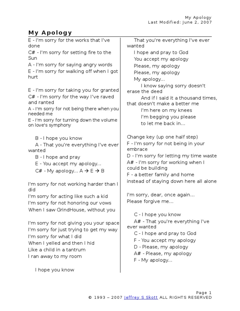 My Apology | PDF
