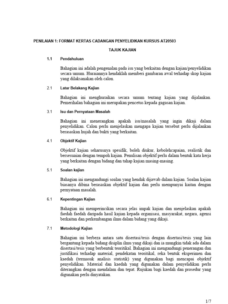 KAEDAH PEMARKAHAN AT20503 SERTA Format Asas Dalam Penulisan Proposal SEM 1 2021 - 2022 | PDF