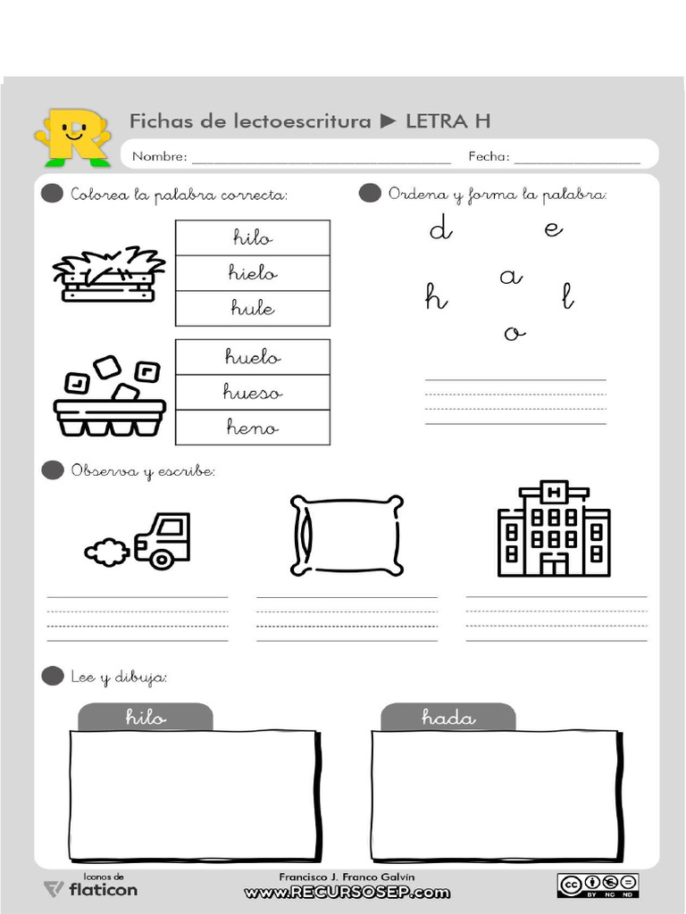 Fichas de LetrA H | PDF