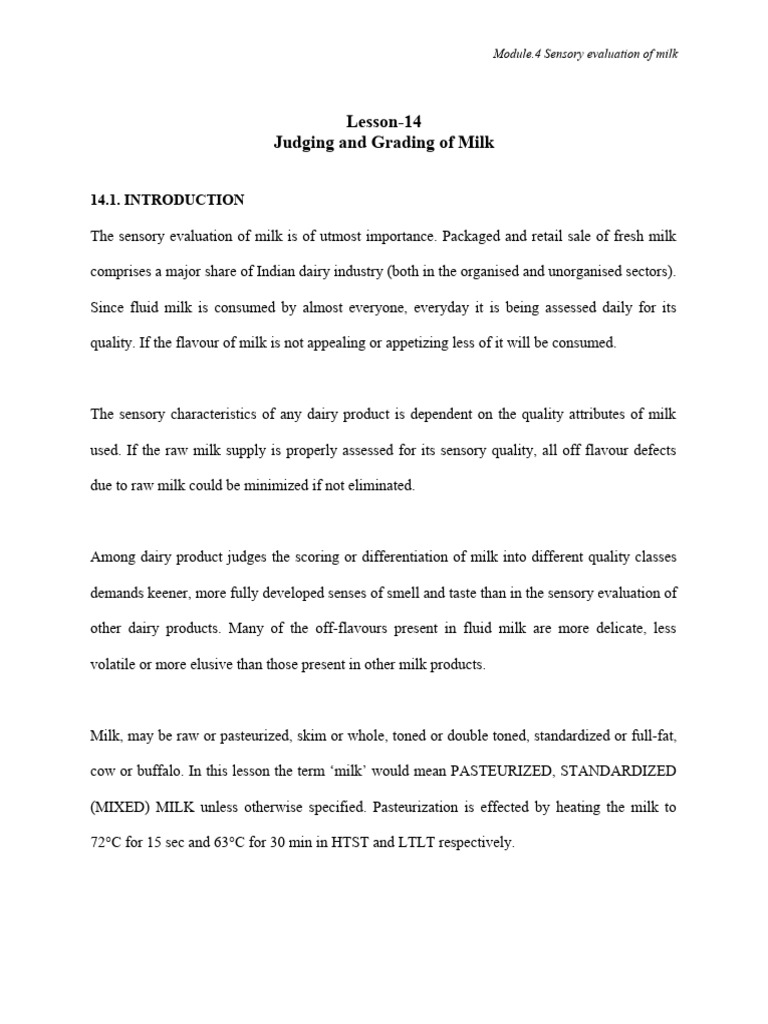 Lesson 14 | PDF | Milk | Taste