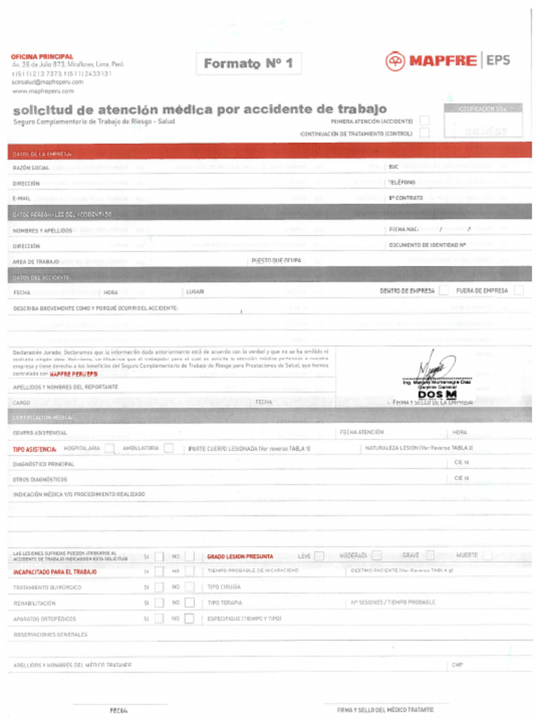 011 F01 Formato Atencion Medica Del SCTR | PDF