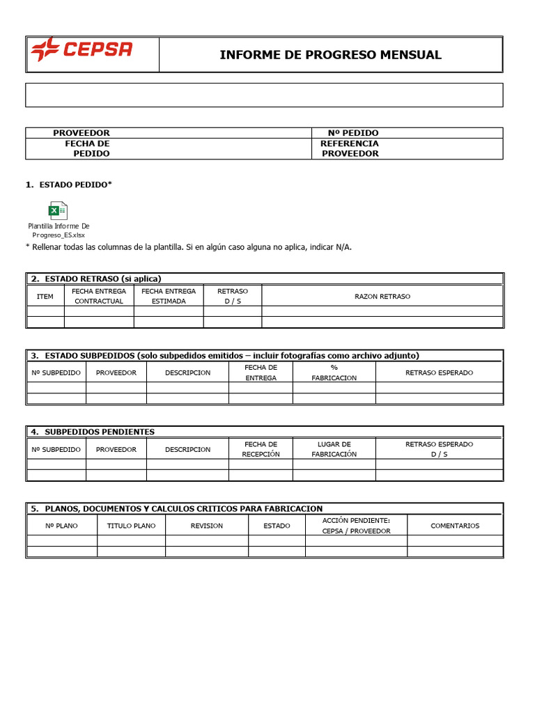 Plantilla Informe de Progreso - ES | PDF
