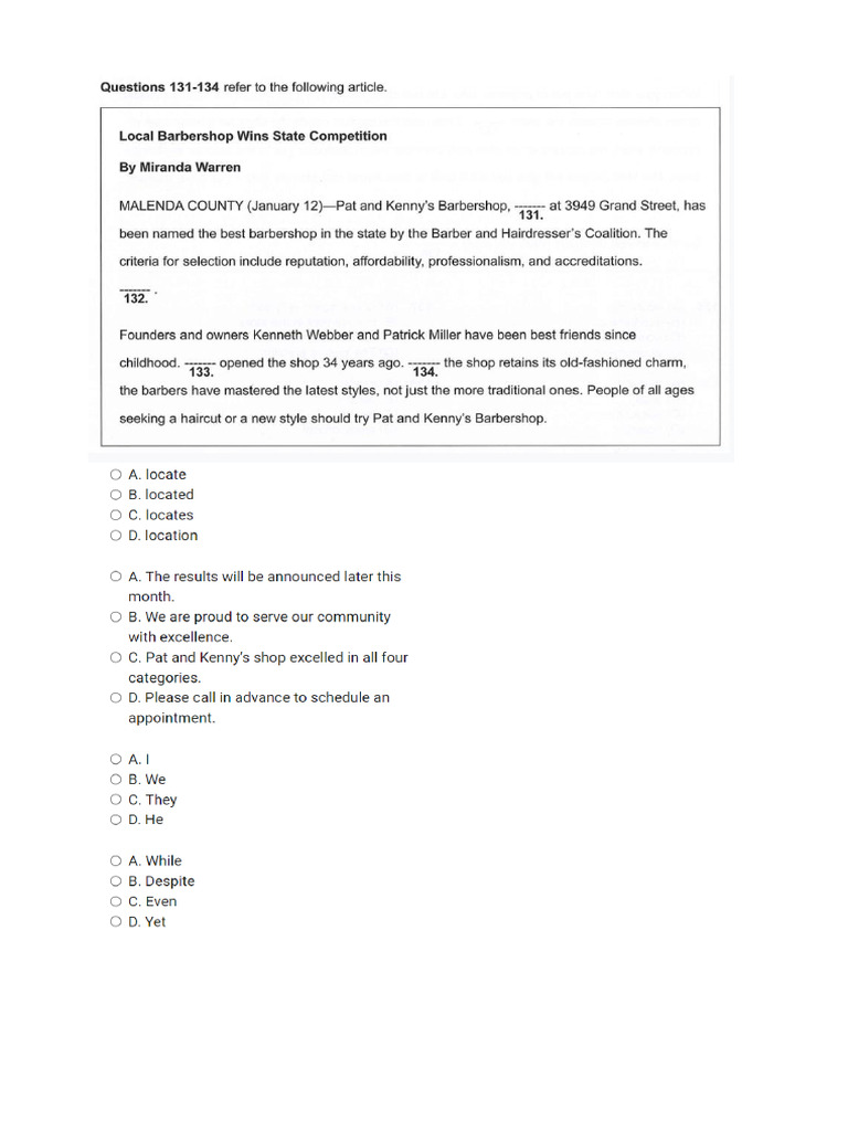 Grammar - Practice Test 2 | PDF