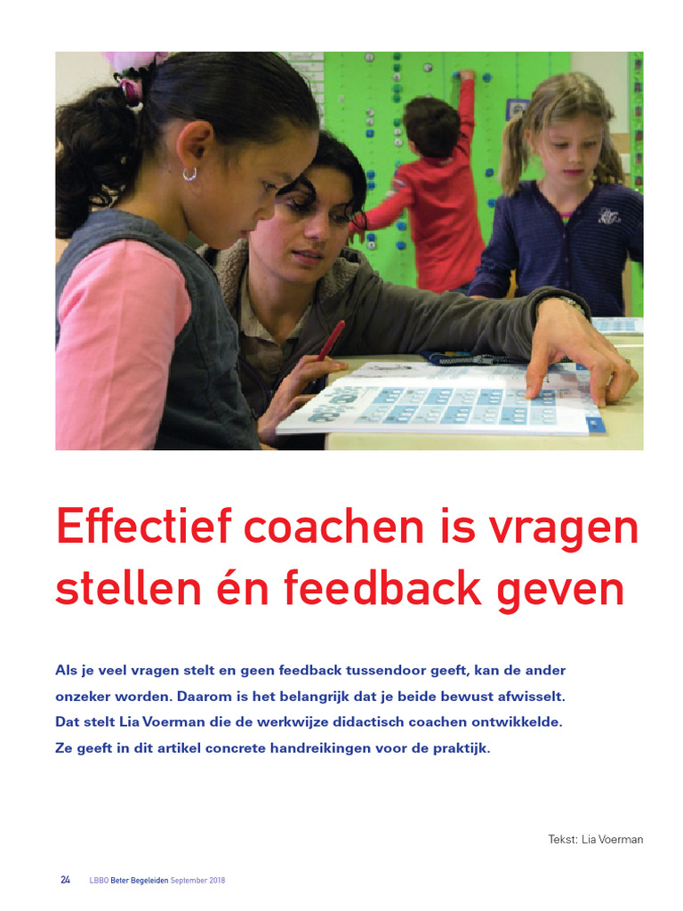Effectief Coachen Is Vragen Stellen Én Feedback Geven LBBO September 2018 | PDF