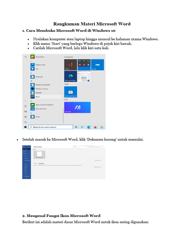 Rangkuman Materi Microsoft Word Kelas 10 | PDF | Karier & Perkembangan
