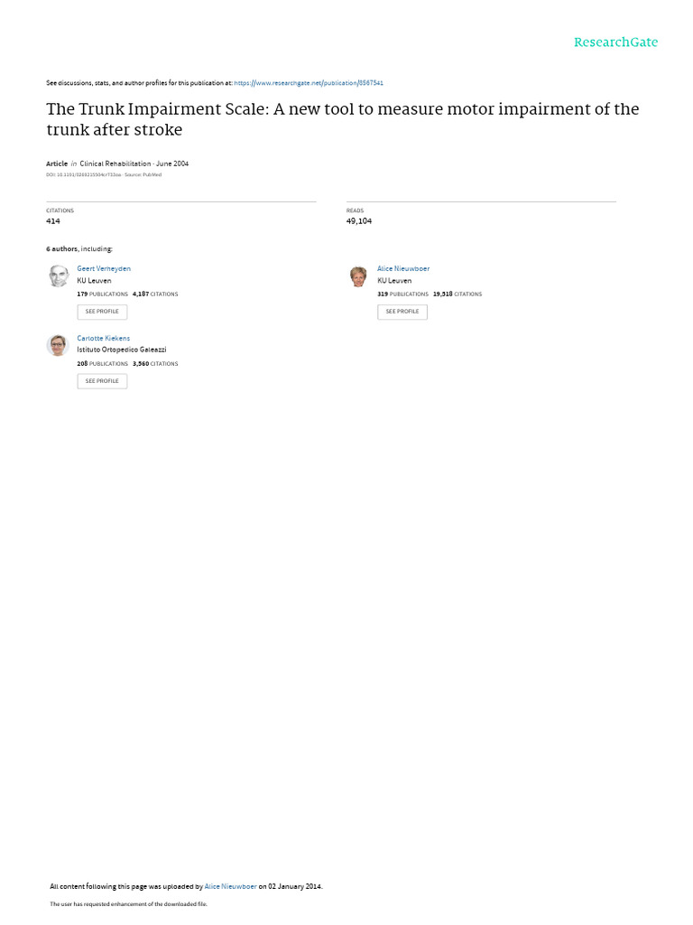 Stroke Trunk Impairment Tool | PDF | Cronbach's Alpha | Internal ...
