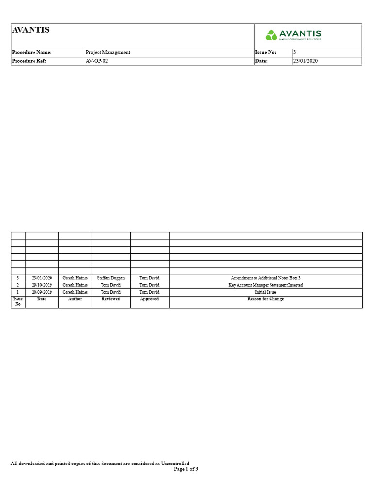 AV-OP-02 Project Management Iss 3 | PDF | Project Management | Business