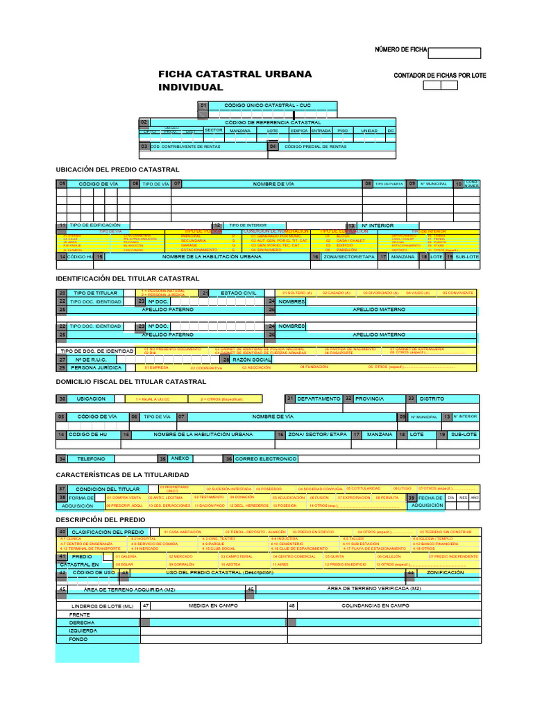 Ficha Catastral Urbana | PDF