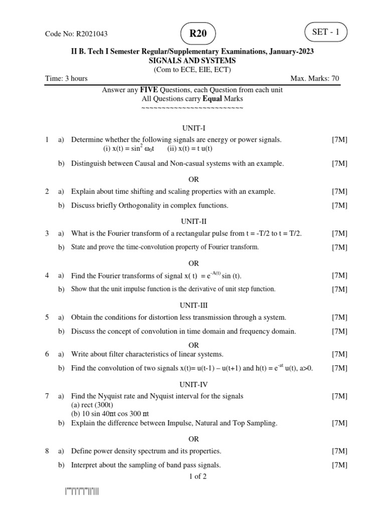SIGNALS AND SYSTEMS Jan 2023 | PDF | Laplace Transform | Computer Science