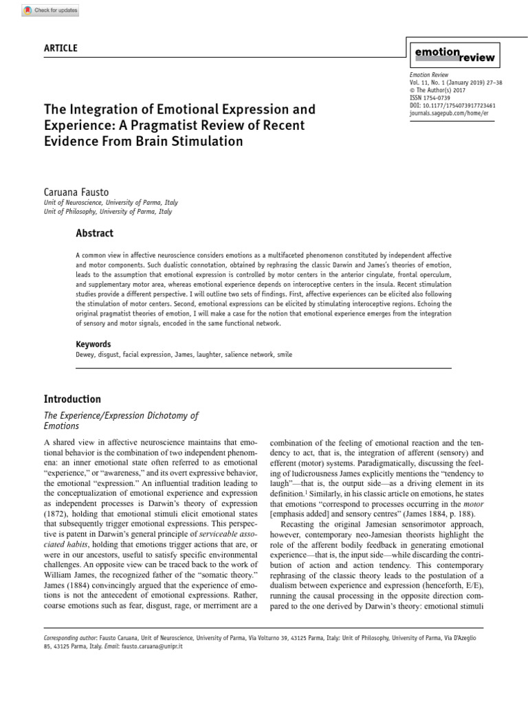 Fausto Caruana (2017) The Integration of Emotional Expression and ...