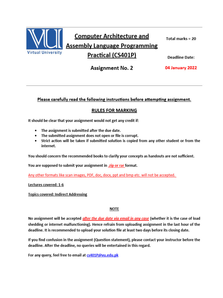 Fall 2021 - CS401P - 2 | PDF | Assembly Language | Software