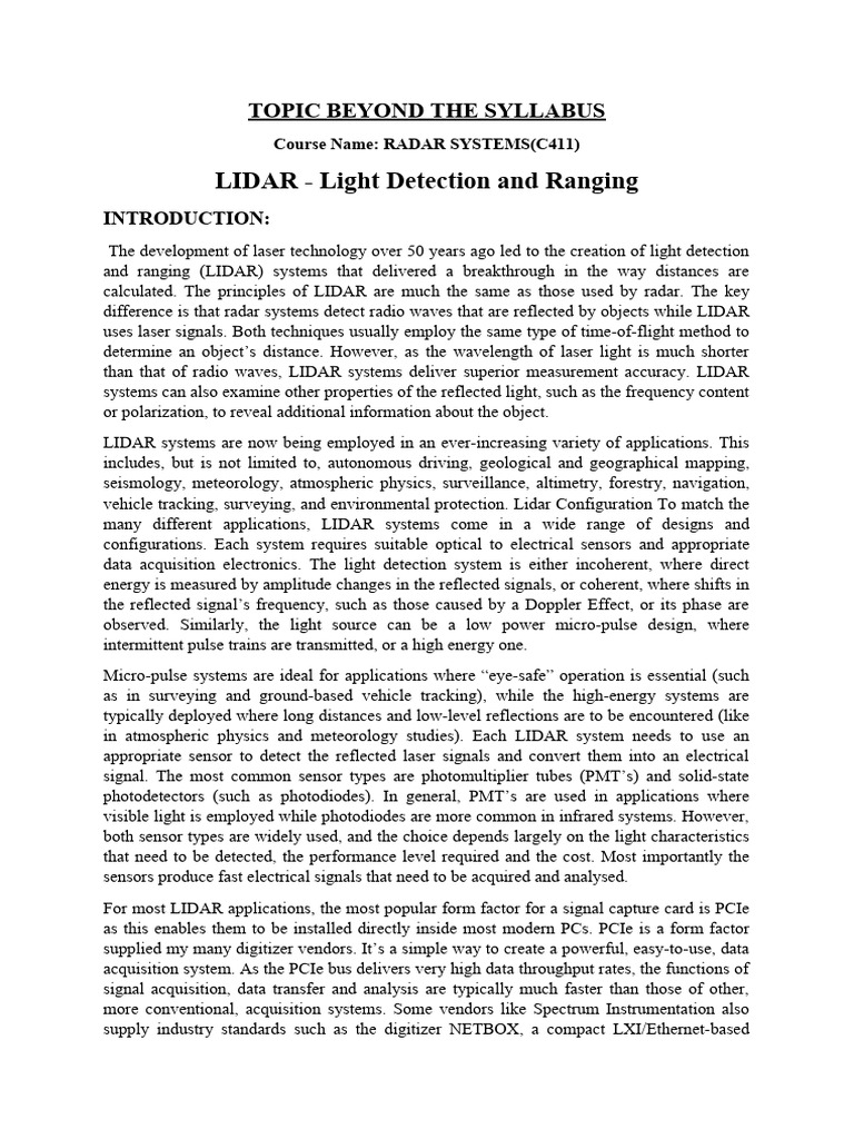 Topics Beyond Syllabus | PDF | Lidar | Field Programmable Gate Array