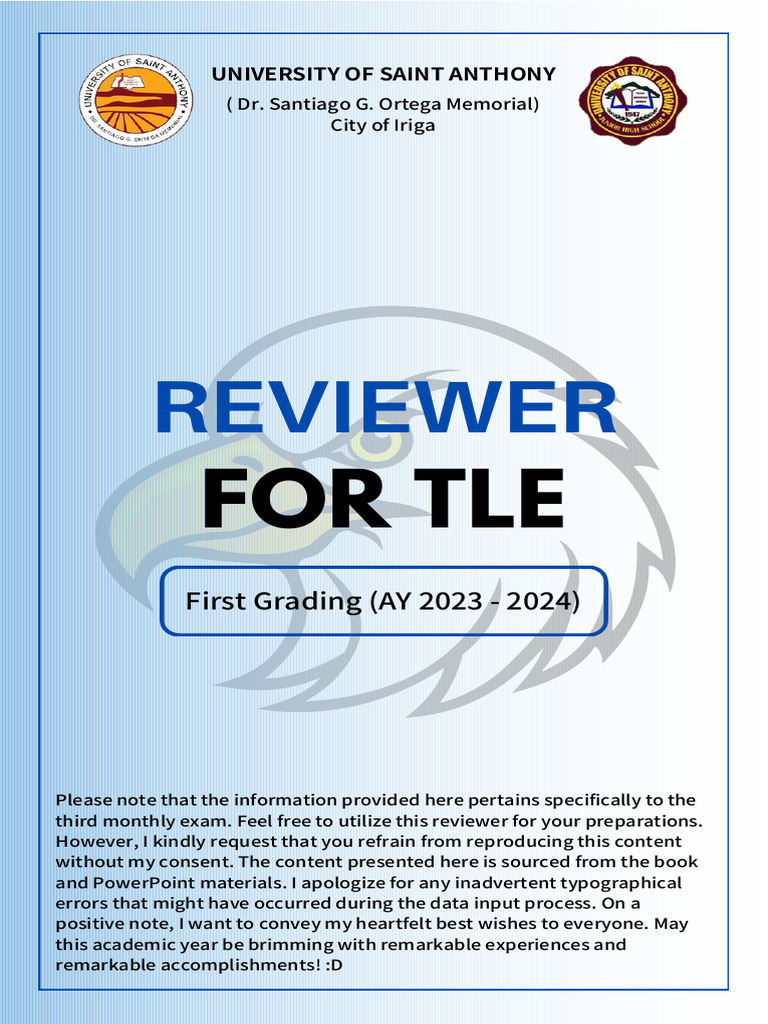 Reviewer For TLE (3rd) | PDF | Baking | Hazards