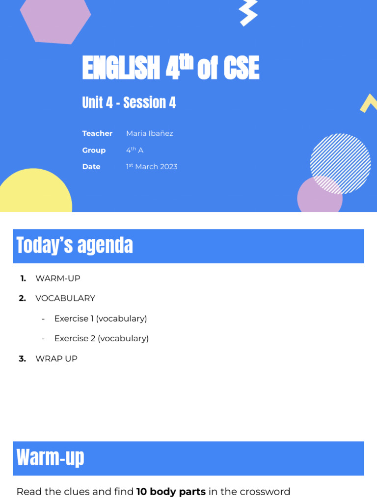 (A) Session 3 - Parts of The Body and Injuries | PDF | Language Arts ...