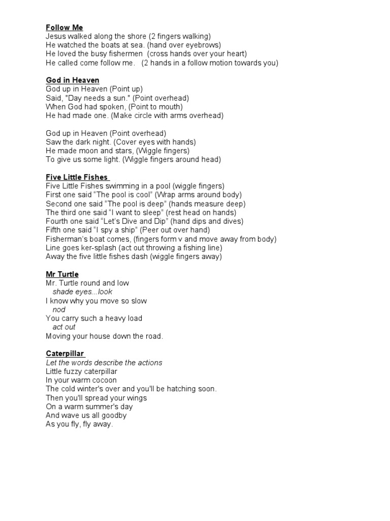 Fingerplays | PDF | The Gospel