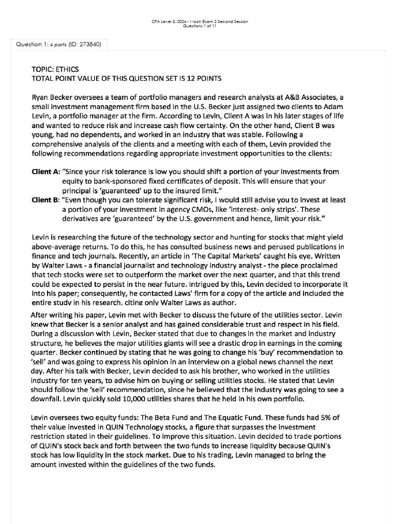 Mock Exam 2 Second Session - Answers | PDF | Financial Analyst | Stocks