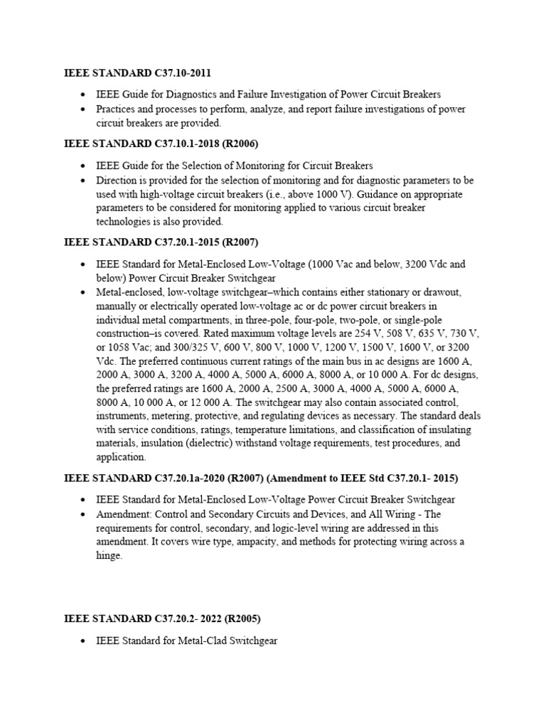Ieee Standard C37.10-2011 | PDF | Fuse (Electrical) | Electrical Wiring