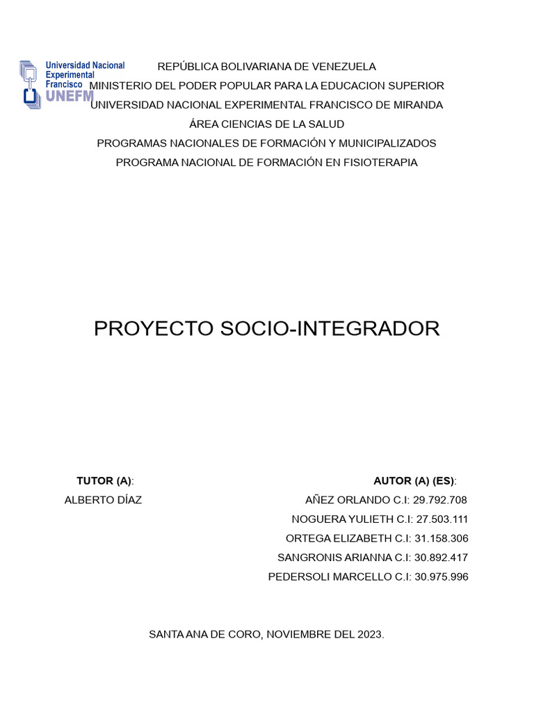 TRABAJO PROYECTO Socio Integrador | PDF | Educación de la primera infancia | Venezuela