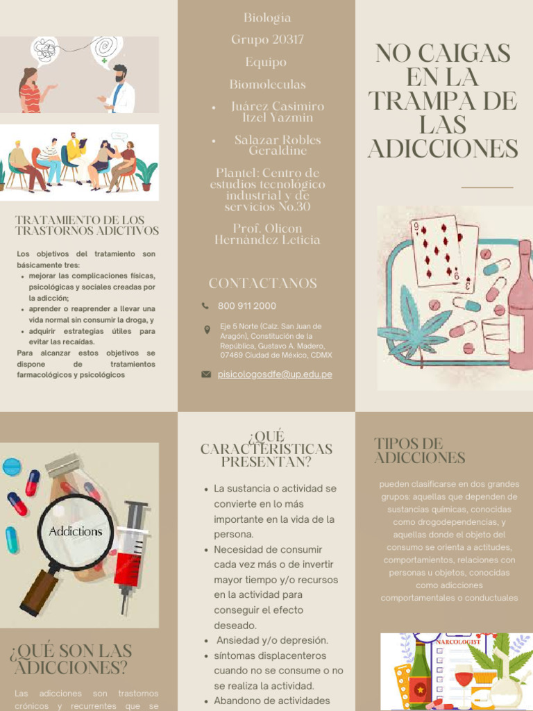 Triptico de Adicciones | PDF | Drogas | La dependencia de sustancias