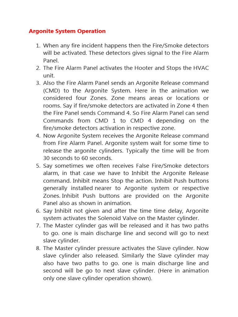 Argonite System Operation Pdf Valve Equipment