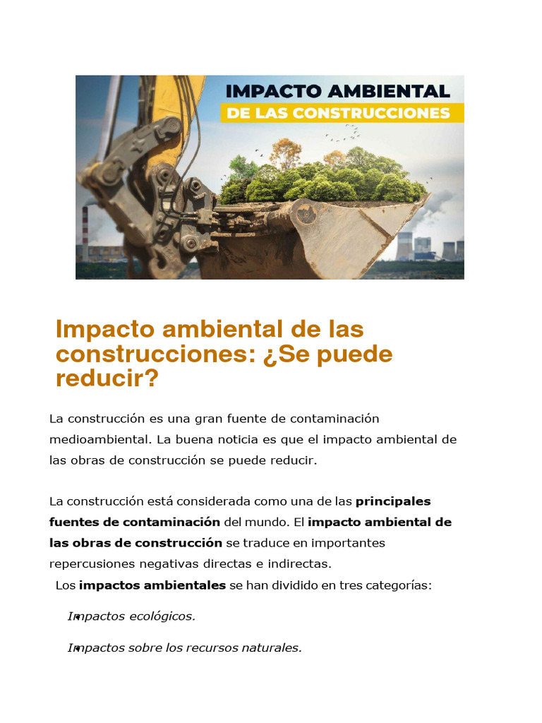 Impacto Ambiental de Las Construcciones | PDF | Gases de efecto ...