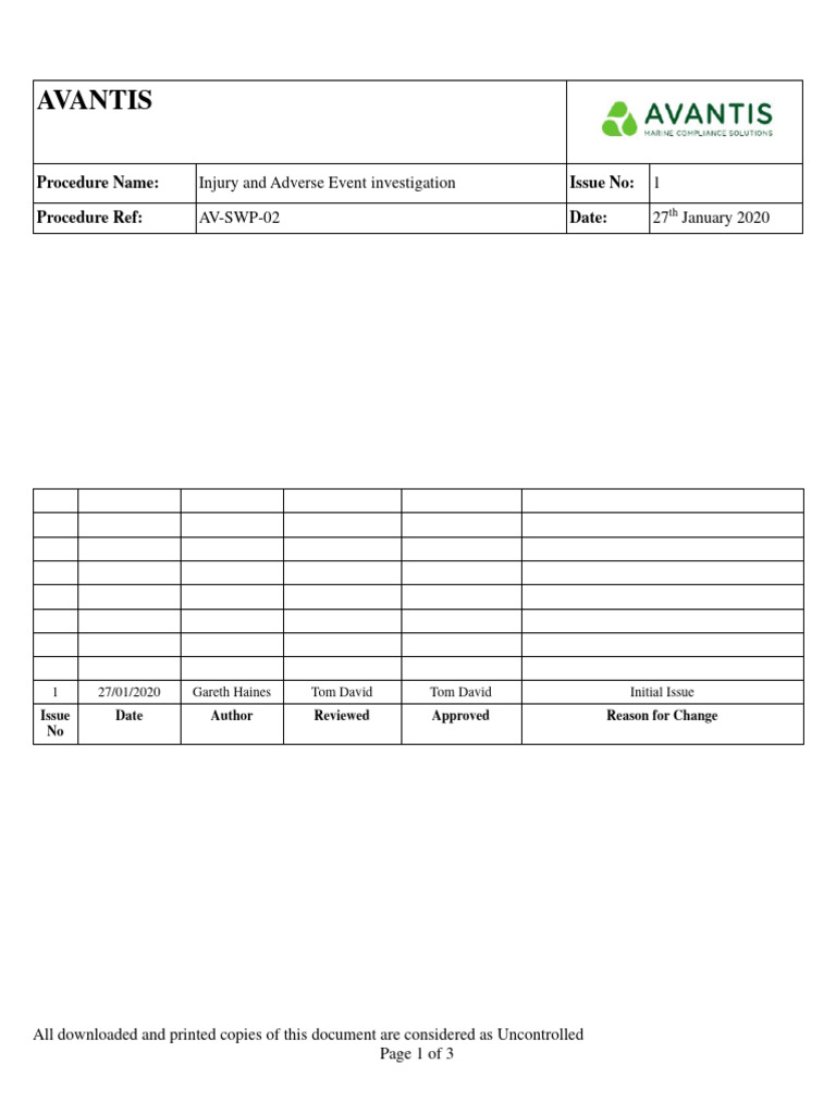 Injury & Adverse Event Policy | PDF | Physical Examination | Safety
