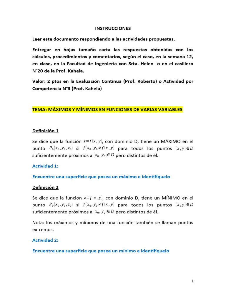 Maximos y Minimos en Funciones de Varias | PDF | Matemáticas Aplicadas | Análisis matemático