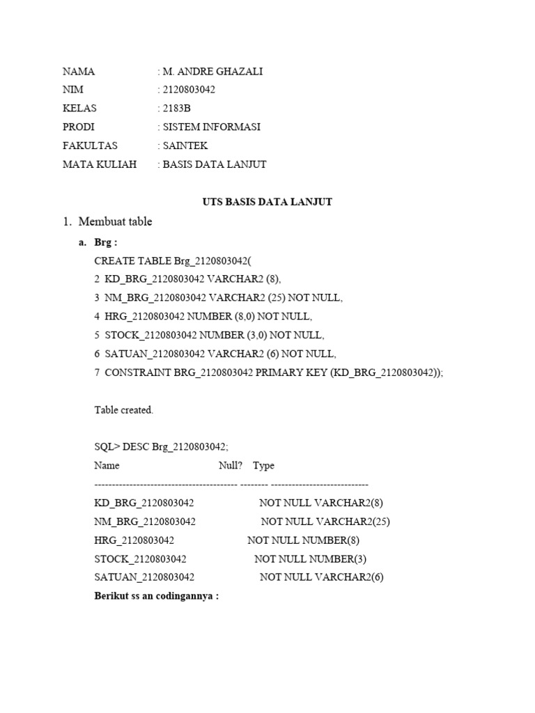 Uts Basis Data Lanjut | PDF | Computer Data | Software Engineering