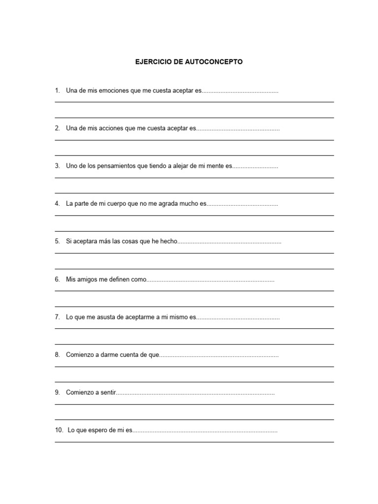 Ejercicio de Auto Concepto | PDF