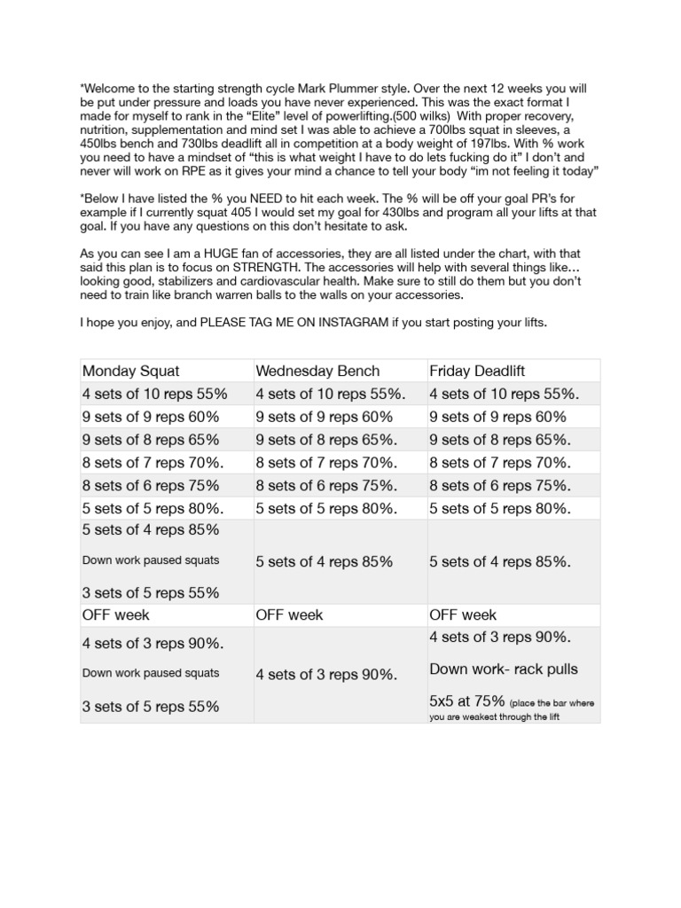 Starting Strength Cycle | PDF | Weight Training | Weight