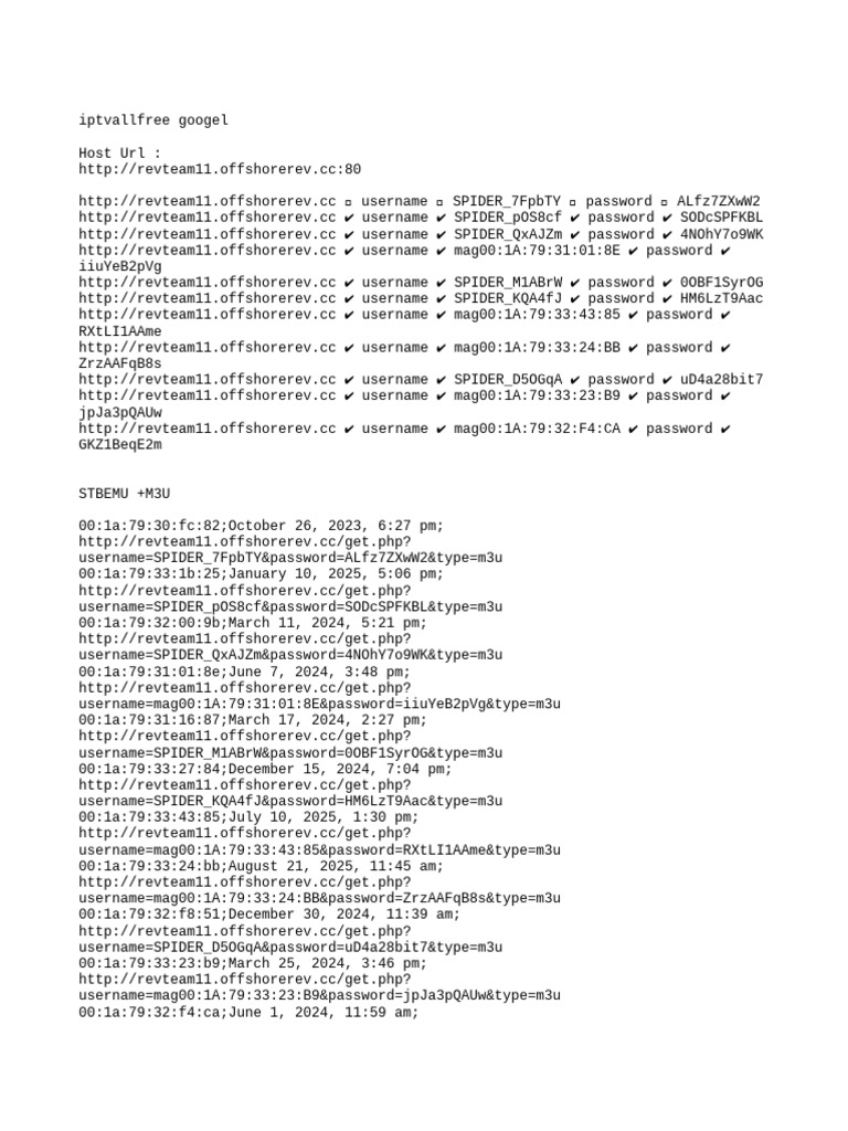 STB Xtream Code Windows & Android Free M3u Playlist 23-09-2023 | PDF | Computer Access Control ...